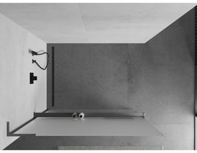 Mexen Kioto+ L, sprchová zástěna Walk-In s poličkou a ramínkem 100 x 200 cm, 8mm sklo námraza, grafitový profil, 800-100-123-95-30