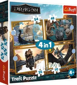 TREFL Puzzle Jak vycvičit draka: Dračí dny 4v1 / 35, 48, 54, 70 dílků
