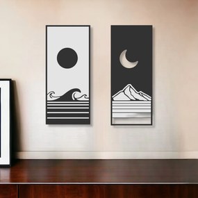 Vlny & Hory - kovový obraz na zeď Velikost: 125cm, Barva: Black