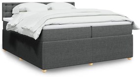 Box spring postel s matrací tmavě šedá 200x200 cm textil 3289878