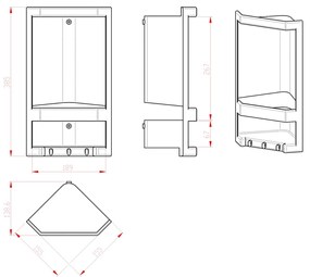 GEDY 8079 Junior dvoupatrová rohová polička, 18,9 x 38,5 x 13,9 cm, termoplast, bílá