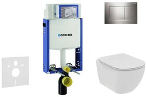 Geberit Kombifix - Set předstěnové instalace, klozetu a sedátka Ideal Standard Tesi, tlačítka Sigma20, Rimless, SoftClose, lesklý chrom/chrom mat 110.302.00.5 NE6
