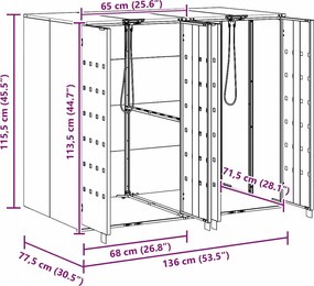 vidaXL Úložný box na 3 popelnice Antracit 340 x 77,5 x 115,5 cm Ocel [3394778]