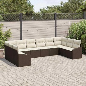 Set pohovek 10 ks Hnědá polyratan 3346898