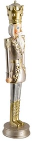 Dekorativní soška Louskáčka stříbrno zlatá – 12x56 cm