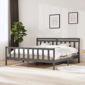 Rám postele šedý masivní dřevo 200 x 200 cm,  3100980