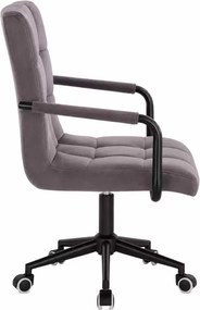 LuxuryForm DESIGN Otočná židle VERONA BLACK VELUR na černé podstavě s kolečky - tmavě šedá