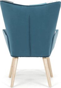 Relaxační křeslo ušák s podnožkou LYRO - modrá patchwork látka