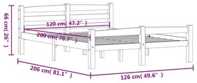 vidaXL Marketos Rám postele masivní borové dřevo 120 x 200 cm