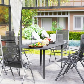 Zahradní stůl 150x90cm, ocelový balkonový stůl odolný proti povětrnostním vlivům, balkonový stůl s otvorem pro slunečník černý