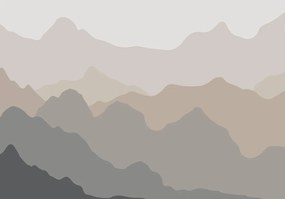Fototapeta - Obrys kopců v béžové (254x184 cm)