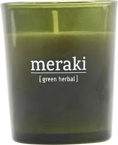 Vonná svíčka Meraki Green Herbal v zeleném skle malá