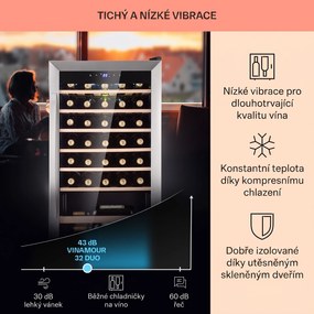 Klarstein Vinamour 32 Uno, vinotéka, 95 l/36 lahví, 1 zóna, 4-18 °C, dotykové ovládání