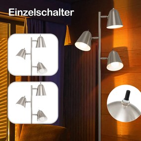 Costway Stojací lampa 163 cm s 3 E27 žárovkami a 360° nastavitelnými stínidly