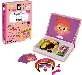 JANOD Magnetická knížka Magnetibook Zábavné obličeje - Dívky / 55 magn