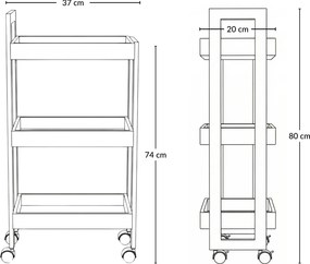 Úzký regál na kolečkách ASEM, 80 cm
