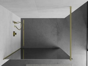 Mexen Kioto, sprchová zástěna Walk-In 140 x 200 cm, 8mm sklo vzor zrcadlo, zlatý matný profil, 800-140-101-55-50