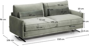 Zelená sametová pohovka 210 cm Veliro – Kave Home
