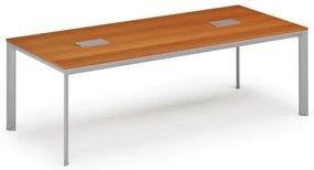 Stůl INVITATION 2400 x 1200 x 740, třešeň + 2x stolní zásuvka TYP II, stříbrná