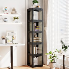 Costway 360° Otočná police na knihy Skládací Stojací police – 36,5 × 36 × 174 cm