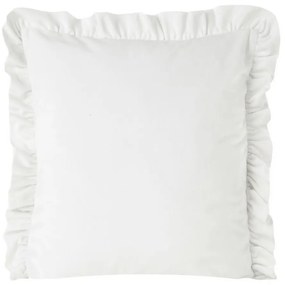 Dekorační povlak na polštář 45x45 Velvet 25 B bílý sametový volán Eurofirany