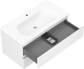 Mexen Orio, koupelnová skříňka 90 cm s umyvadlem Vela, 2 zásuvky, bílá matná, 91A10-09047-2-BFF01-W23M01