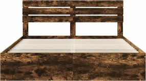 Rám postele Kouřový dub 200 x 200 cm Masivní borové dřevo 3411379