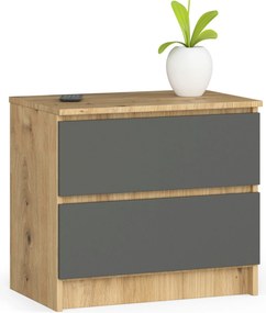 Noční stolek K60 2SZ CLP dub artisan/grafitová šedá