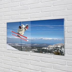 Skleněný panel mountain lyžař 140x70 cm