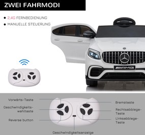 HOMCOM 12V Mercedes-Benz AMG GLC63S COUPE dětské elektrické autíčko s dálkovým ovládáním a bezpečnostním pásem, 2 x 35W motory, bílé 115 x 70 x 55 cm…