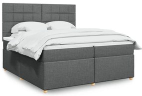 Box spring postel s matrací tmavě šedá 200x200 cm textil 3291388