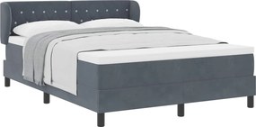 Postel s boxspringem s čelo Tmavě šedá 160 x 200 cm samet 3340341