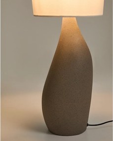 Bílá/světle šedá stolní lampa s textilním stínidlem (výška 77 cm) Viona – Kave Home