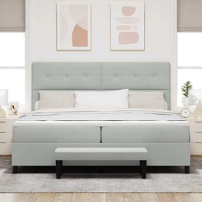 Postel s boxspringem s čelo Světle šedá 200 x 200 cm samet 3344534