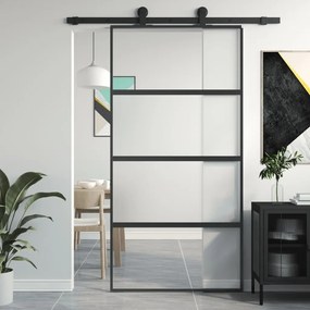 vidaXL Posuvné dveře 102,5 x 205 cm tvrzené sklo a hliník [155221] Barva: Černá