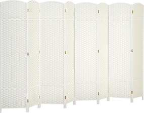 HOMCOM 8panelový paravan 320 × 170 cm – skládací borovicový rám, bílý | Aosom