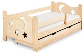 Dětská postel MOON 80 x 160 cm, borovice Rošt: Bez roštu, Matrace: Matrace COMFY HR 10 cm