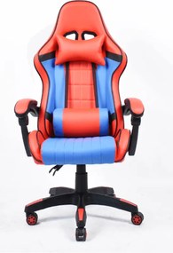 Herní židle SPIDEX — ekokůže, modrá/červená