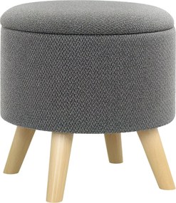 HOMCOM Kulatý Ottoman S Pohodlným Podnožníkem a Úložným Prostorem, Dřevěné Nožky, Moderní Design, Šedý | Aosom