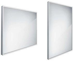 Nimco - Zrcadlo s LED osvětlením, 80x70 cm, hranaté, aluminium ZP 13003