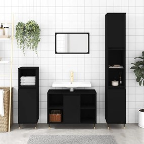 Koupelnová skříňka černá 80 x 33 x 60 cm kompozitní dřevo - Default Title