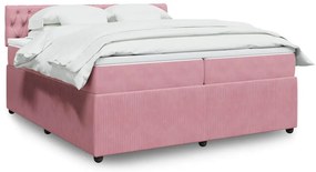 Box spring postel s matrací růžová 200x200 cm samet 3287841