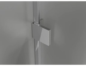 Mexen Lunar, L pětiúhelníkový sprchový kout naklápěcí doleva 100 x 100 cm, 8mm čiré sklo, chromový profil, 831L-100L-100P-01-00-L