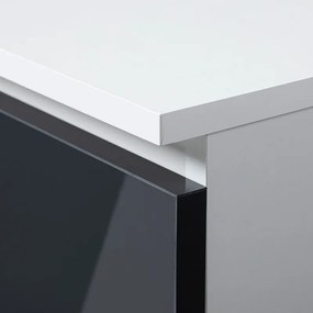 Psací stůl B16 3 šuplíky pravé, bílá/grafit lesk