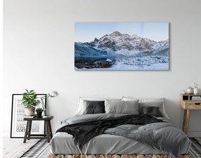 akrylový obraz Horské zimní jezero 140x70 cm