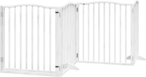 Zábrana pro psy s dvířky skládací 8 panelů bílá 640 cm topol 3155622