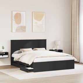 Rám postele se zásuvkou Černá 160 x 200 cm Inženýrské dřevo 3411097