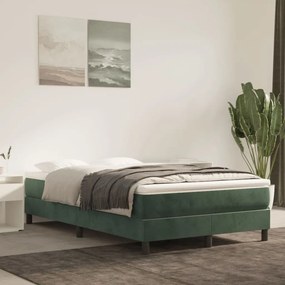 vidaXL Box spring postel tmavě zelená 120 x 200 cm samet