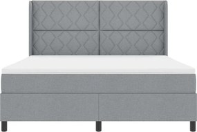 Postel s boxspringem s čelo Světle šedá 200 x 180 cm textil 3341721