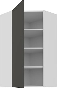 ARIA po | horní kuchyňská skříňka 60x60 GN-108 1F (45°) rohová s policemi | 60x60 cm | EXTRA VYSOKÁ | bílá/šedá grafit